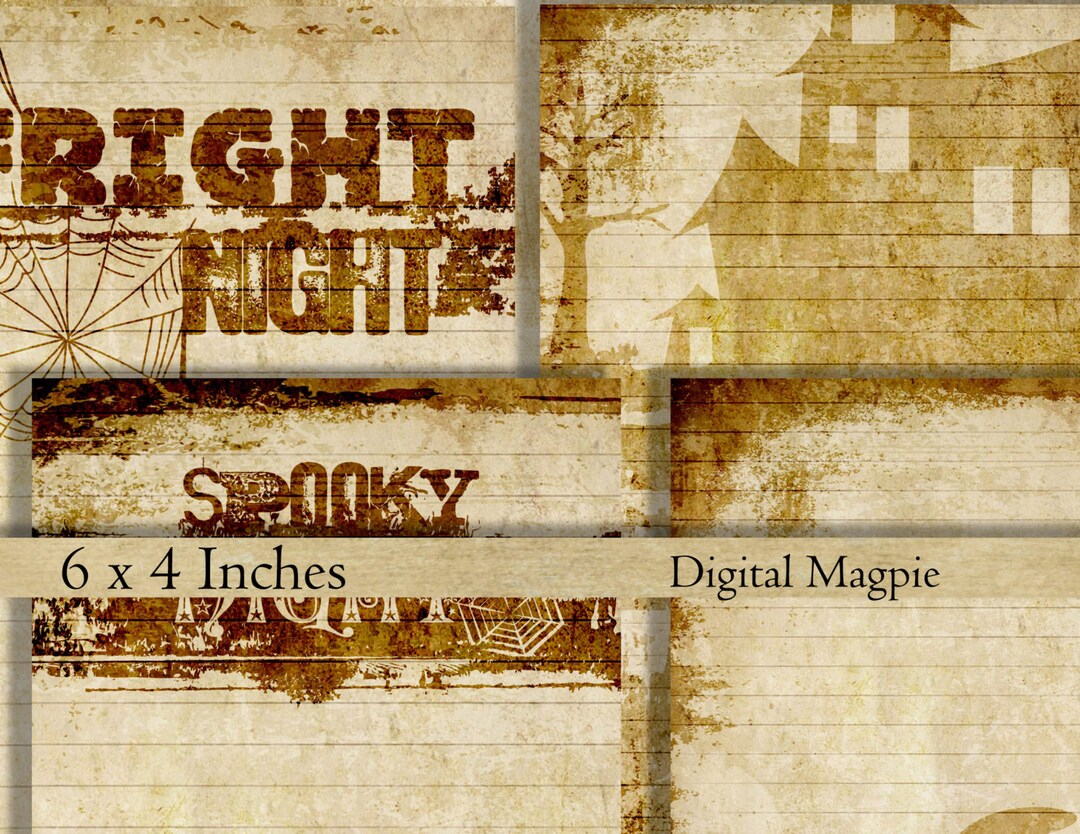 Halloween Digital Lined Paper Notepaper 6 X 4 Printable Vintage Images ...