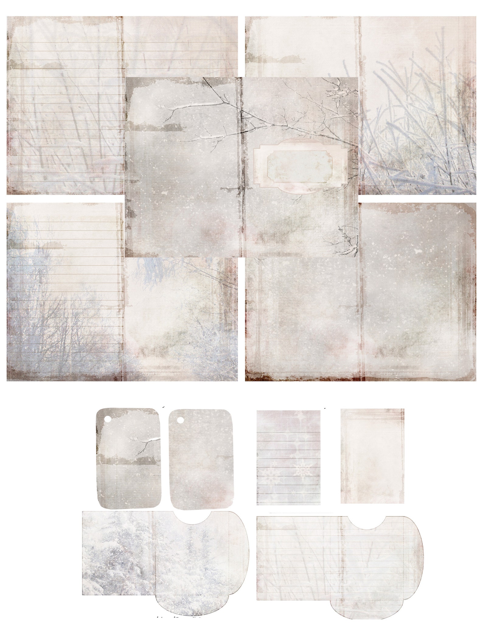 Winter DIY Printable Journal Pages Trees Snow Digital Paper | Etsy