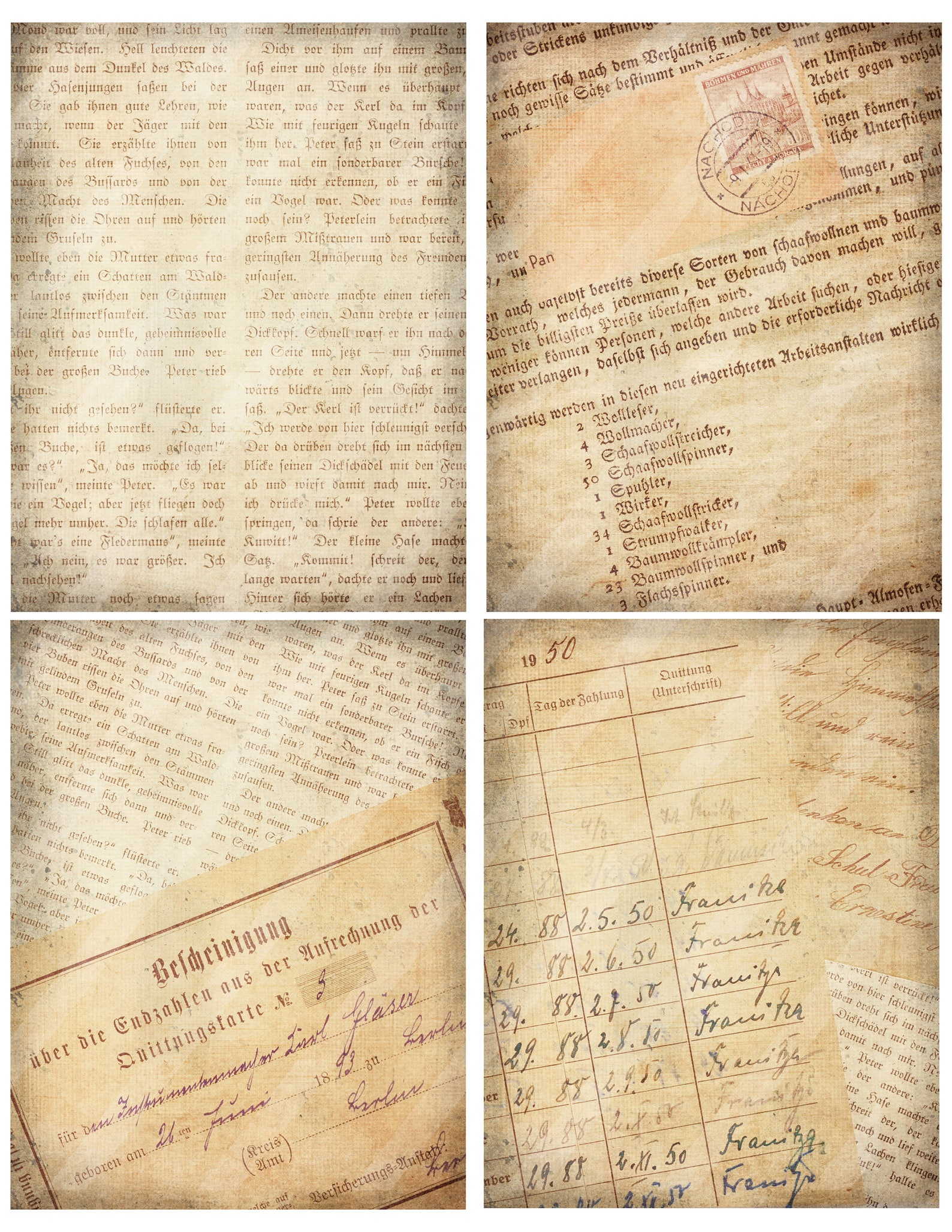 Antique Office Digital Paper Pack Vintage German Script Printable ...
