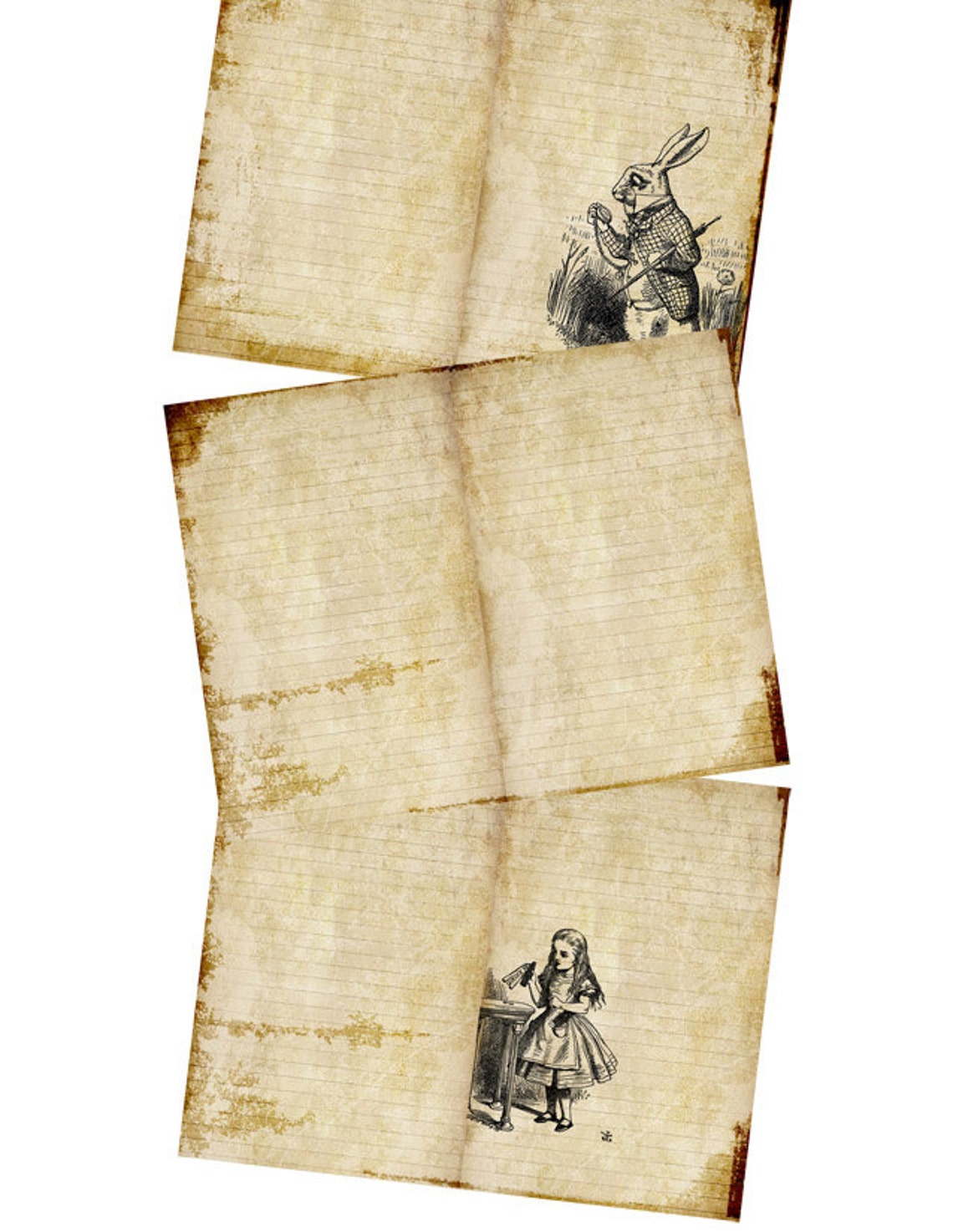 Alice in Wonderland Printable Diy Journal Pages Paper Pack Digital ...