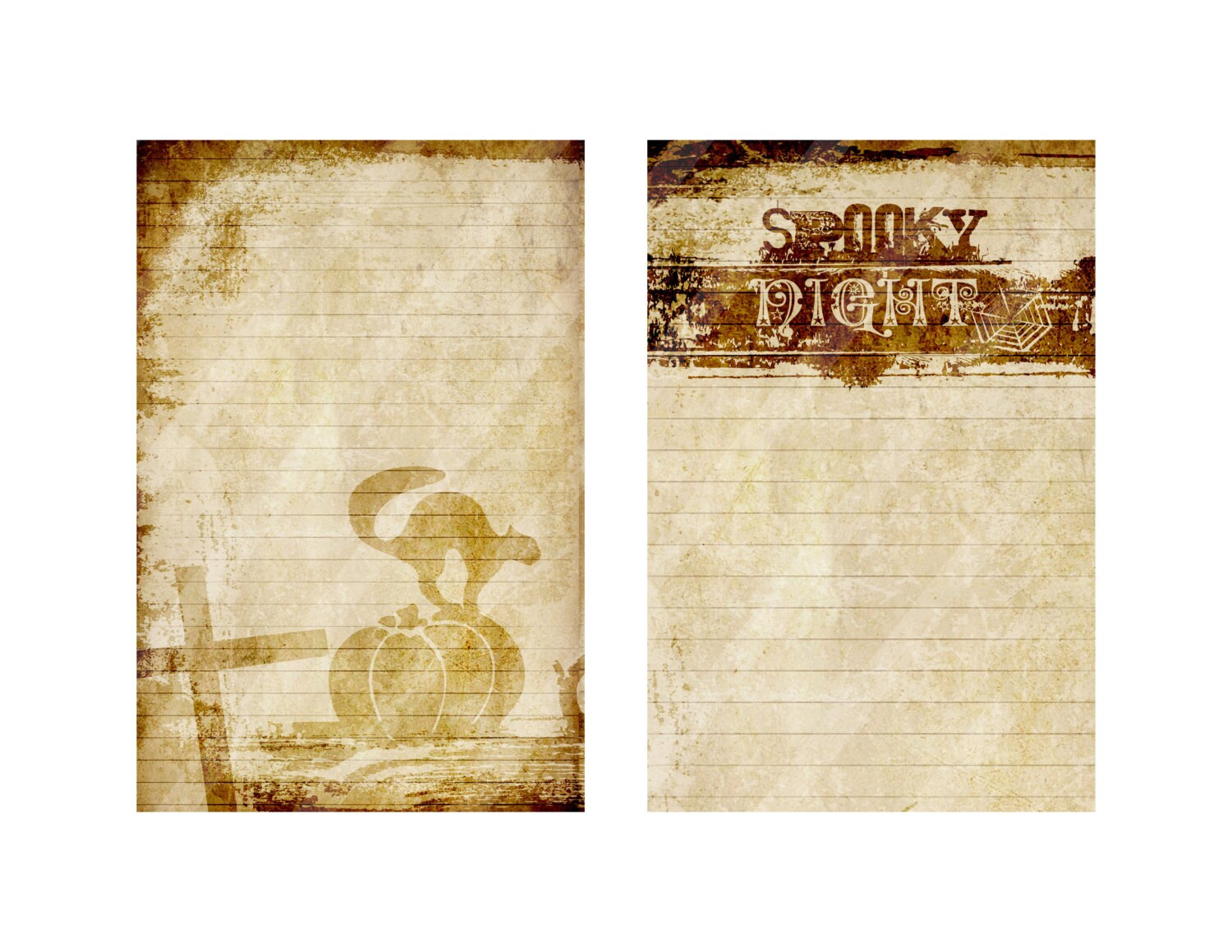 Halloween digital lined paper notepaper 6 x 4 printable | Etsy