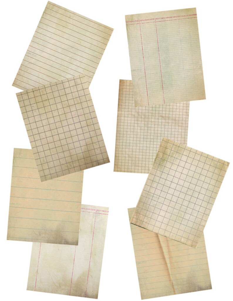 Lined digital paper pack printable vintage journal or | Etsy