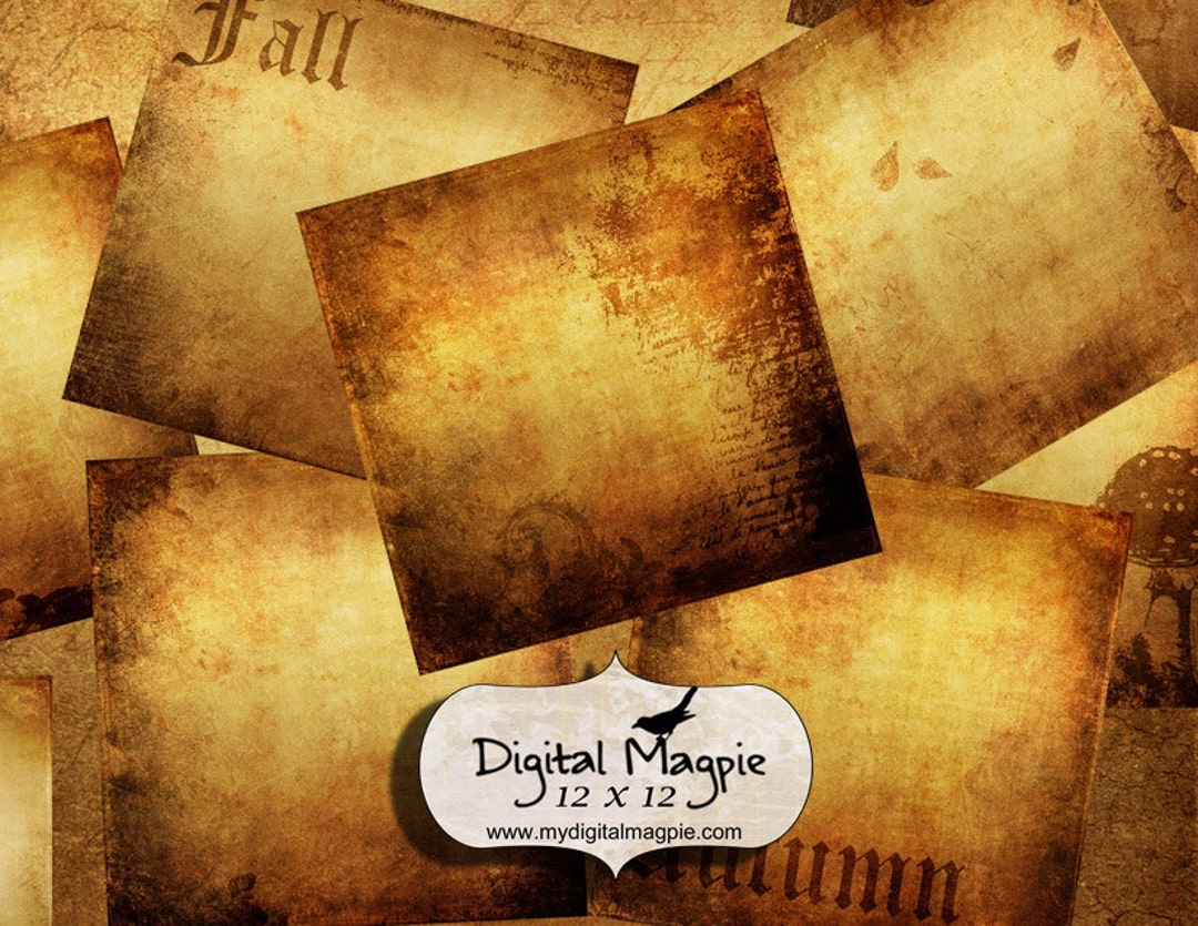 12 X 12 Digital Scrapbook Paper Pack Autumn Fall Gold Instant Download ...