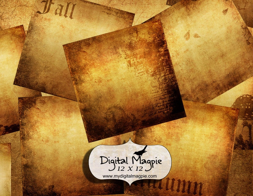 12 x 12 digital scrapbook paper pack Autumn Fall Gold instant | Etsy
