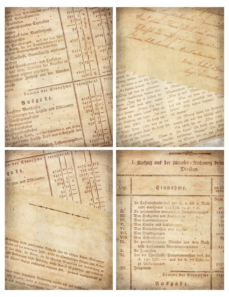 Antique Office digital paper pack Vintage German script | Etsy