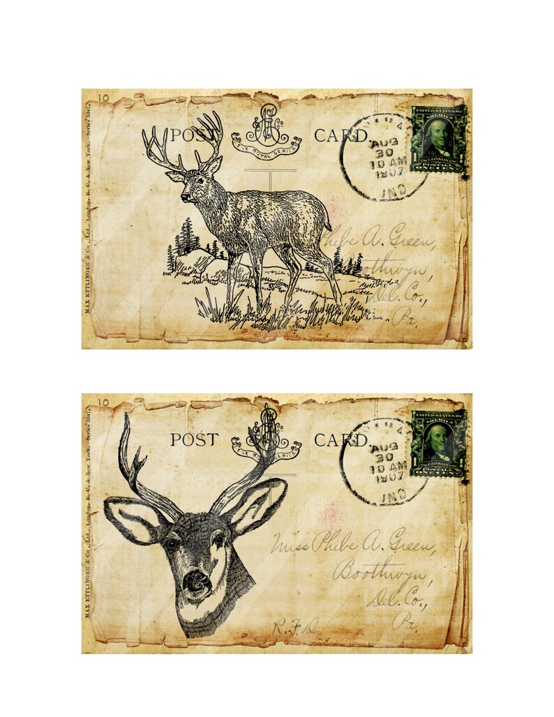 Shabby Deer Digital Paper Collage Sheet 6 X 4 Inch Printable - Etsy UK
