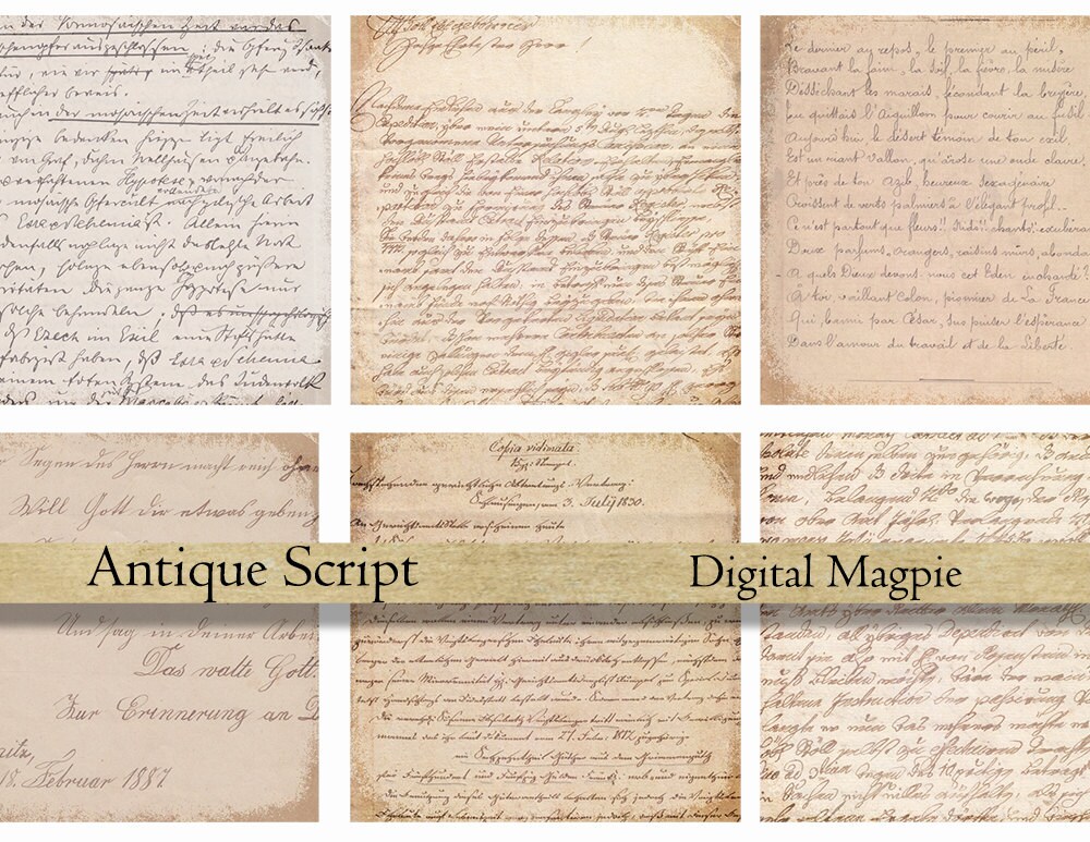 Antique Script Digital Paper Pack Printable Scrapbook Old - Etsy UK