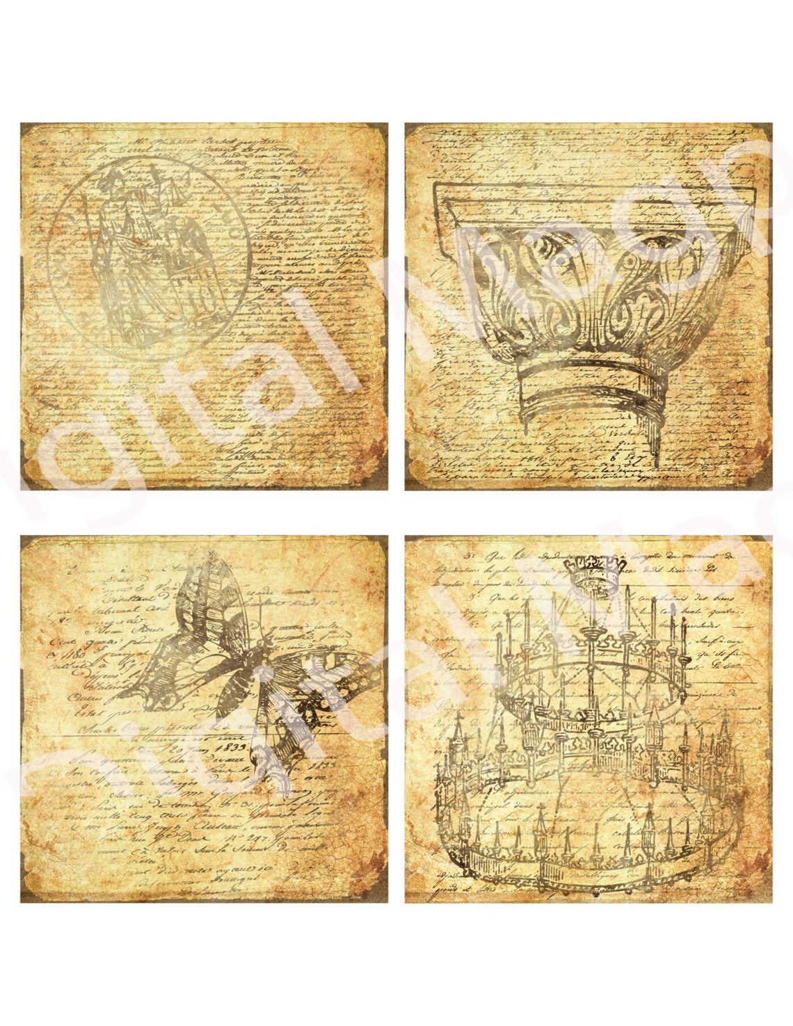 Digital paper pack Antique Vintage Victorian scrapbook paper | Etsy