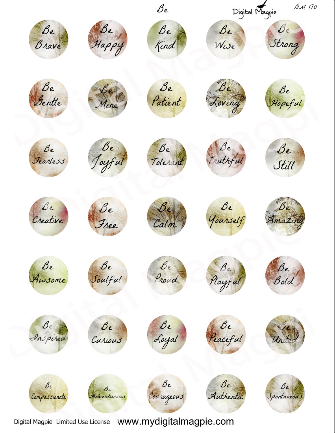1 Inch Circles Inspirational Quotes Digital Collage Sheet Pendant ...