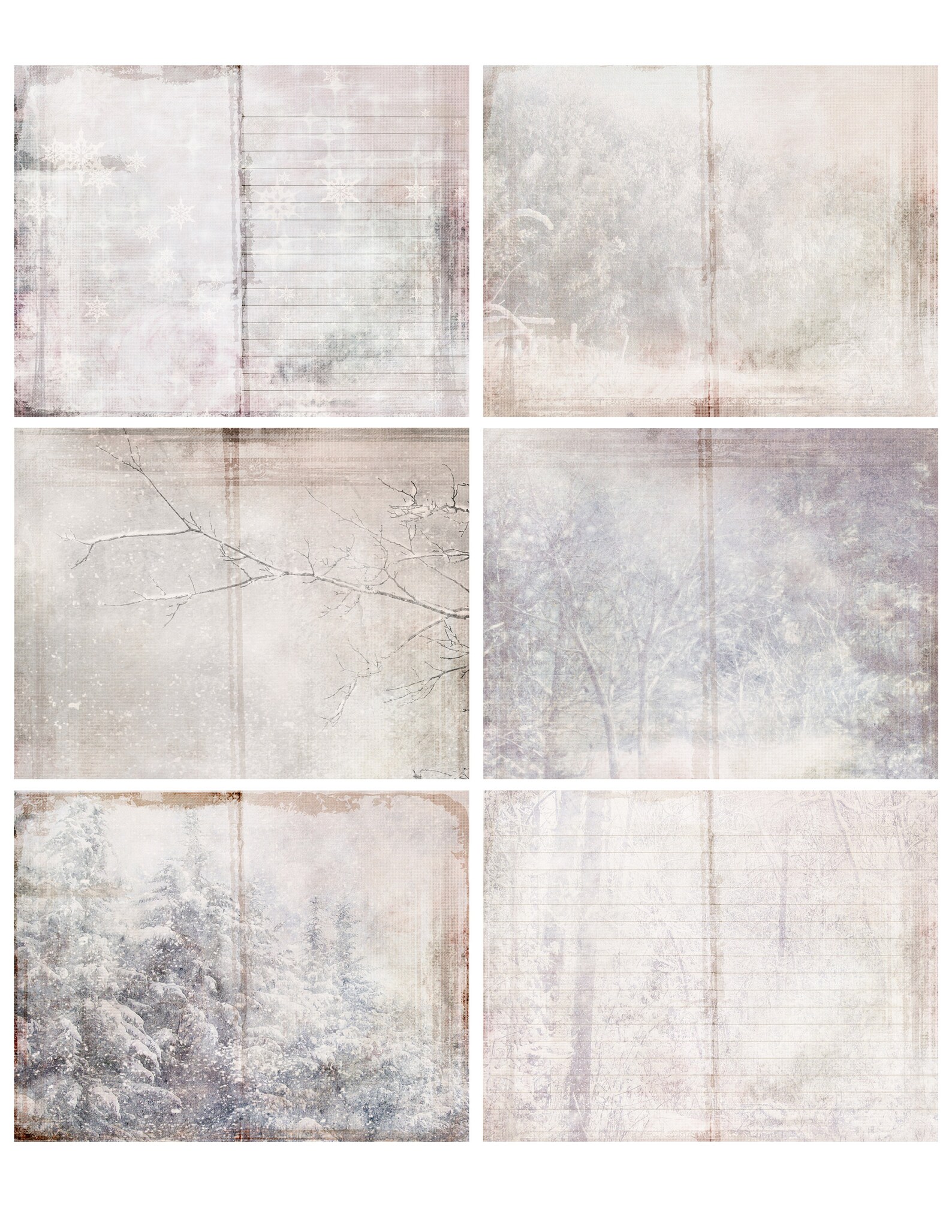 Winter DIY Printable Journal Pages Trees Snow Digital Paper | Etsy