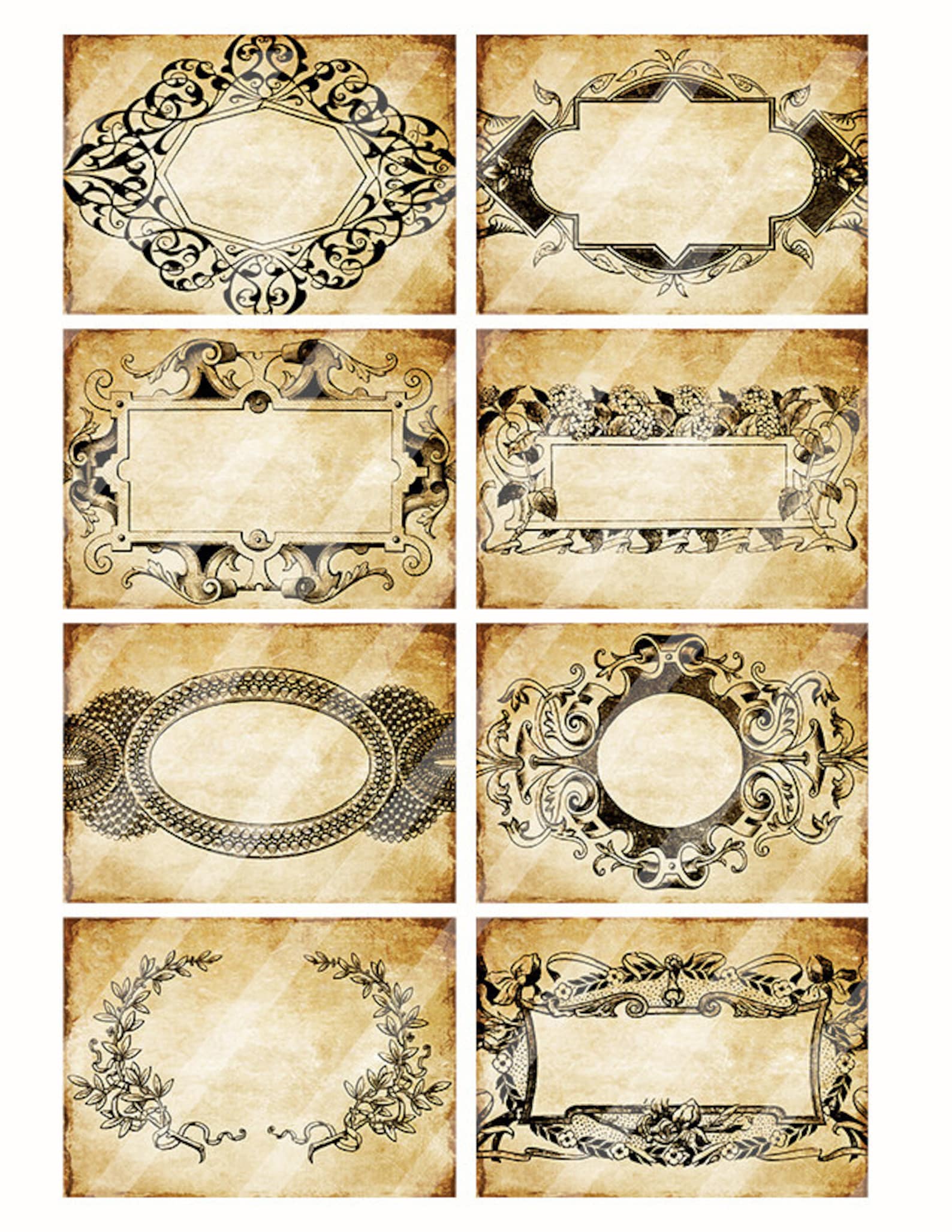 Antique labels printable digital download collage sheet 2.5 x | Etsy