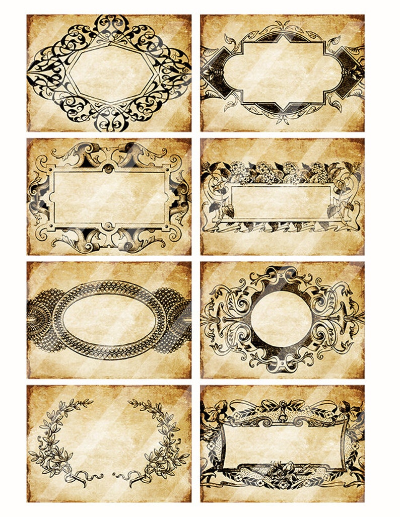 Antique labels printable digital download collage sheet 2.5 x | Etsy