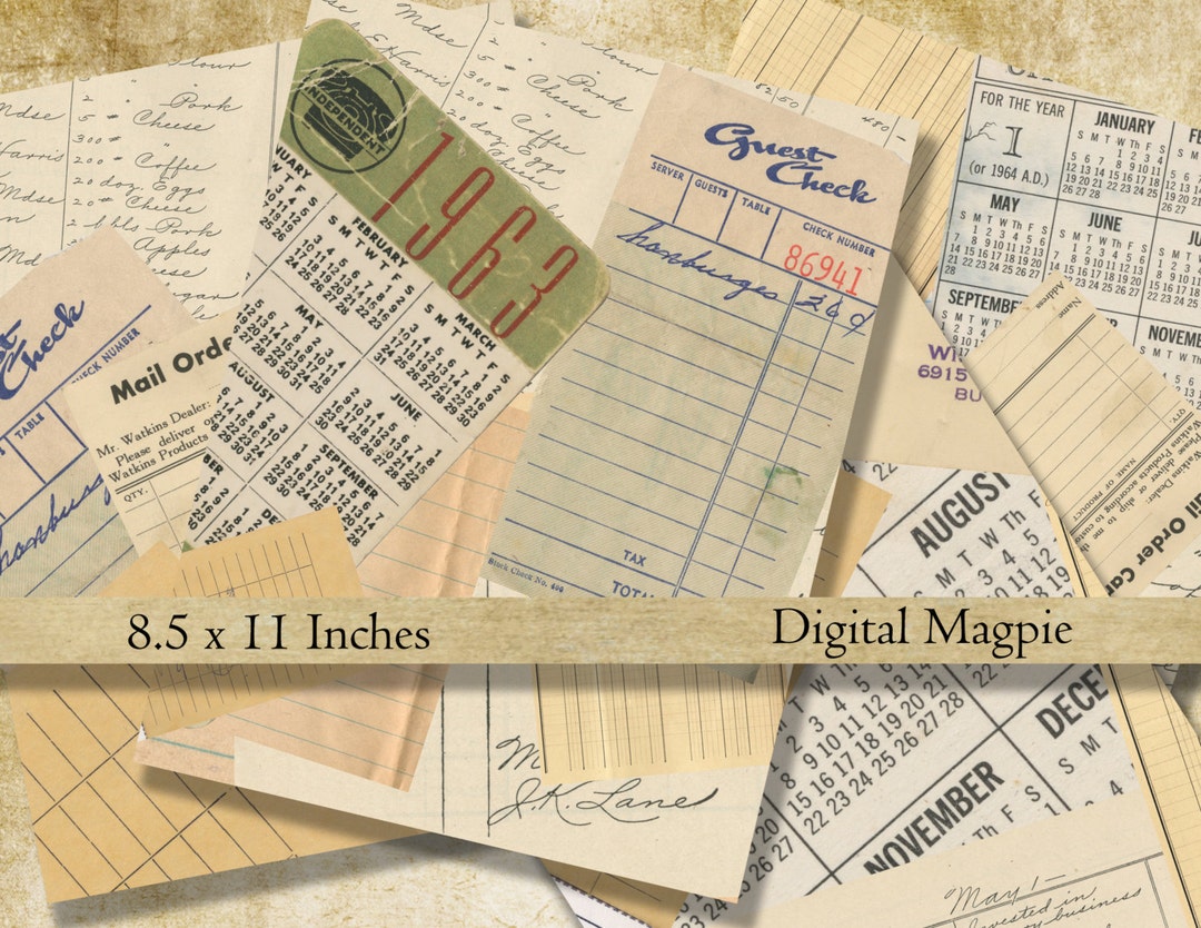 Mid Century Vintage Office Digital Paper Pack 1960's Retro Scrapbook ...