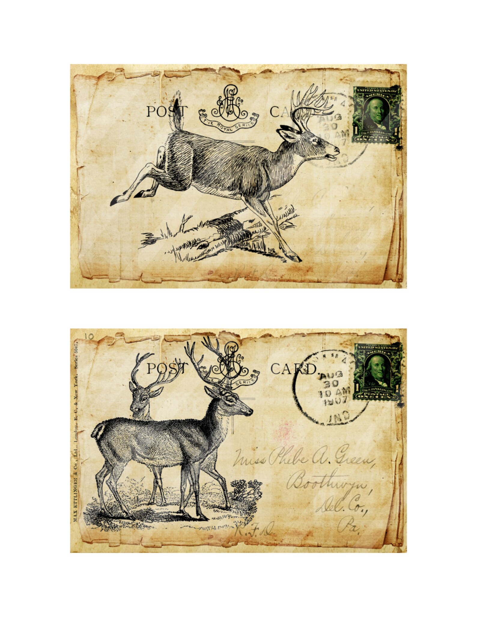 Shabby Deer Digital Paper Collage Sheet 6 X 4 Inch Printable - Etsy UK