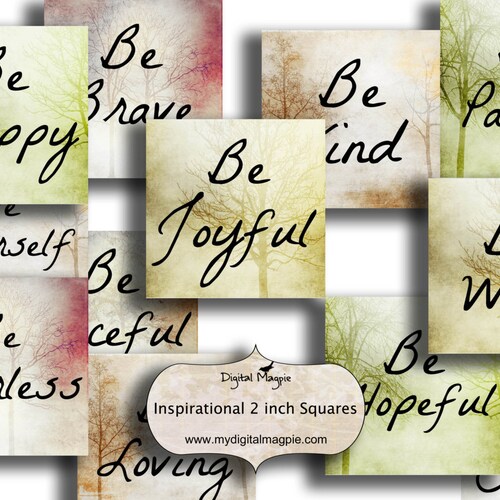 2 Inch Square Inspirational Quotes Digital Collage Sheet - Etsy