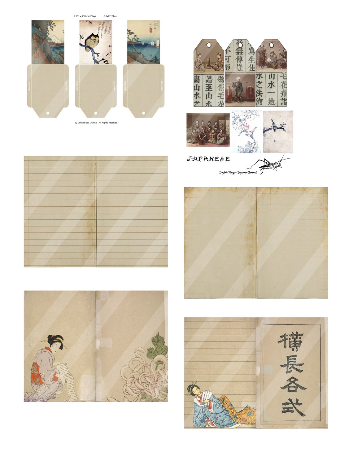 Japan Printable Diy Journal Pages Vintage Japanese Digital - Etsy