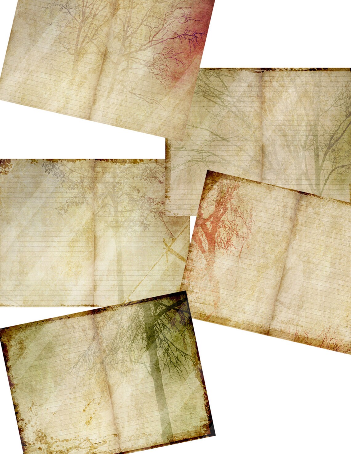 Trees DIY Printable Journal Pages Digital Paper Pack Grunge | Etsy