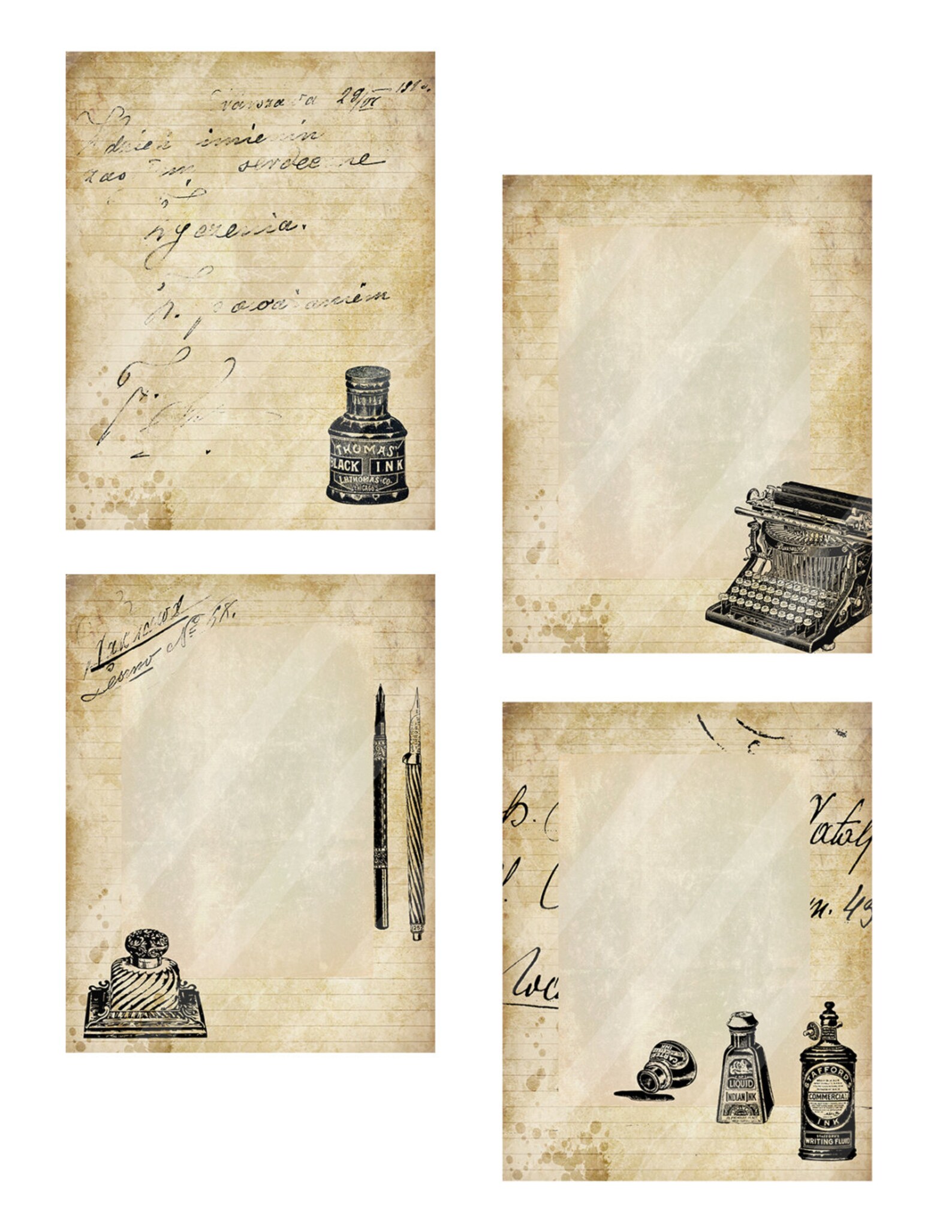 Digital Paper Pack Vintage Office Stationery Journal Paper - Etsy