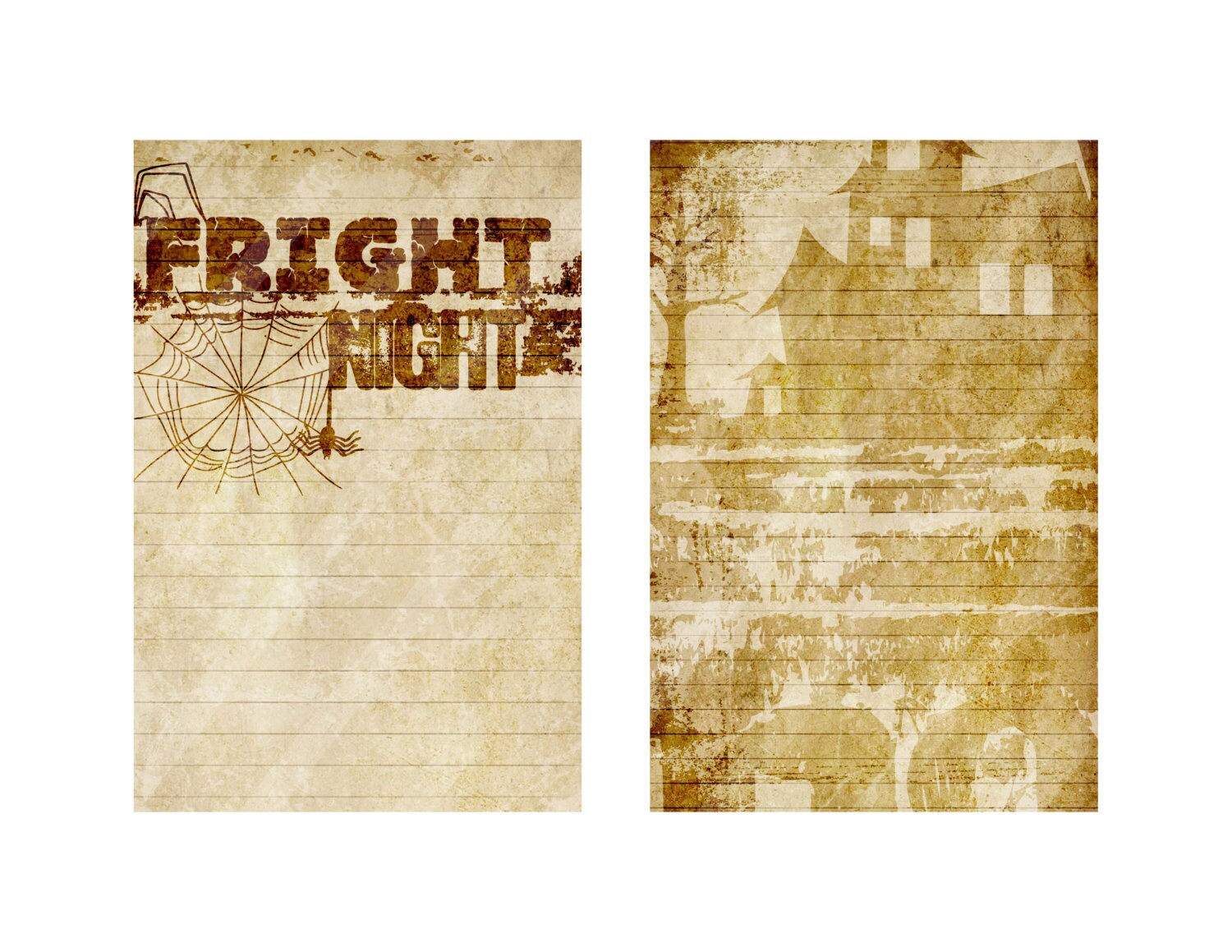 Halloween digital lined paper notepaper 6 x 4 printable | Etsy