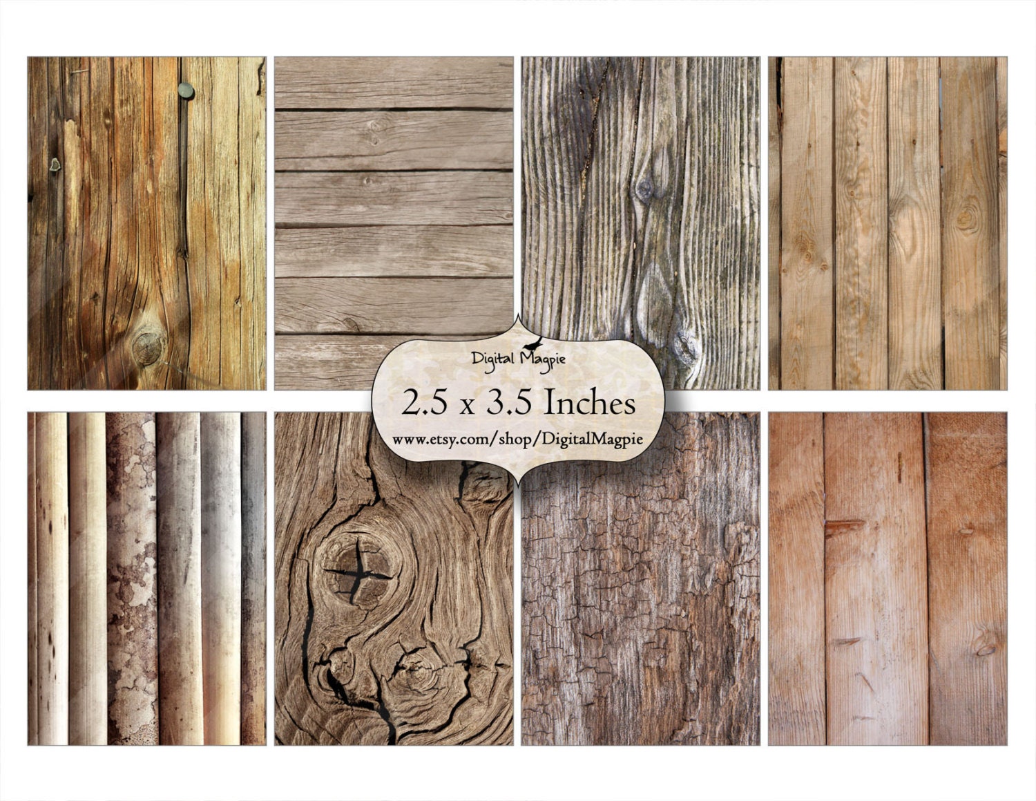 Rustic Wood Digital Paper Background Printable Collage Sheet 2.5 X 3.5 ...