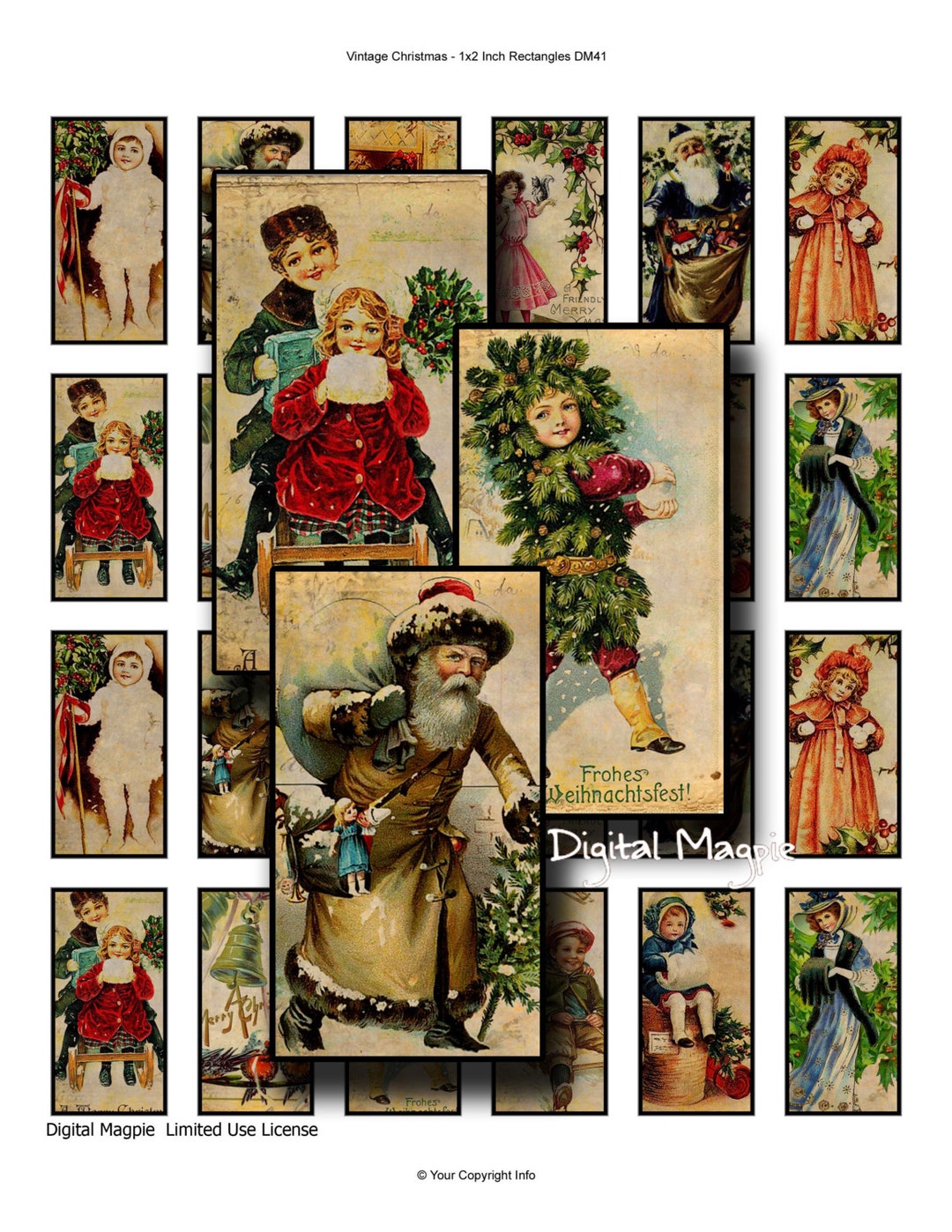 Christmas Domino Images Vintage Digital Printable Digital Collage Sheet ...