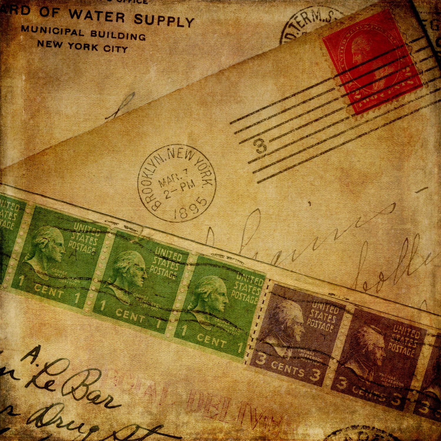 Digital Paper Old Vintage Mail Antique Grunge Scrapbook Paper 12 X 12 ...