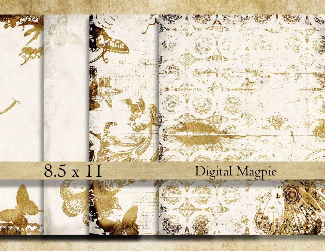 Butterfly Digital Paper Pack Printable Shabby Scrapbook Paper - Etsy