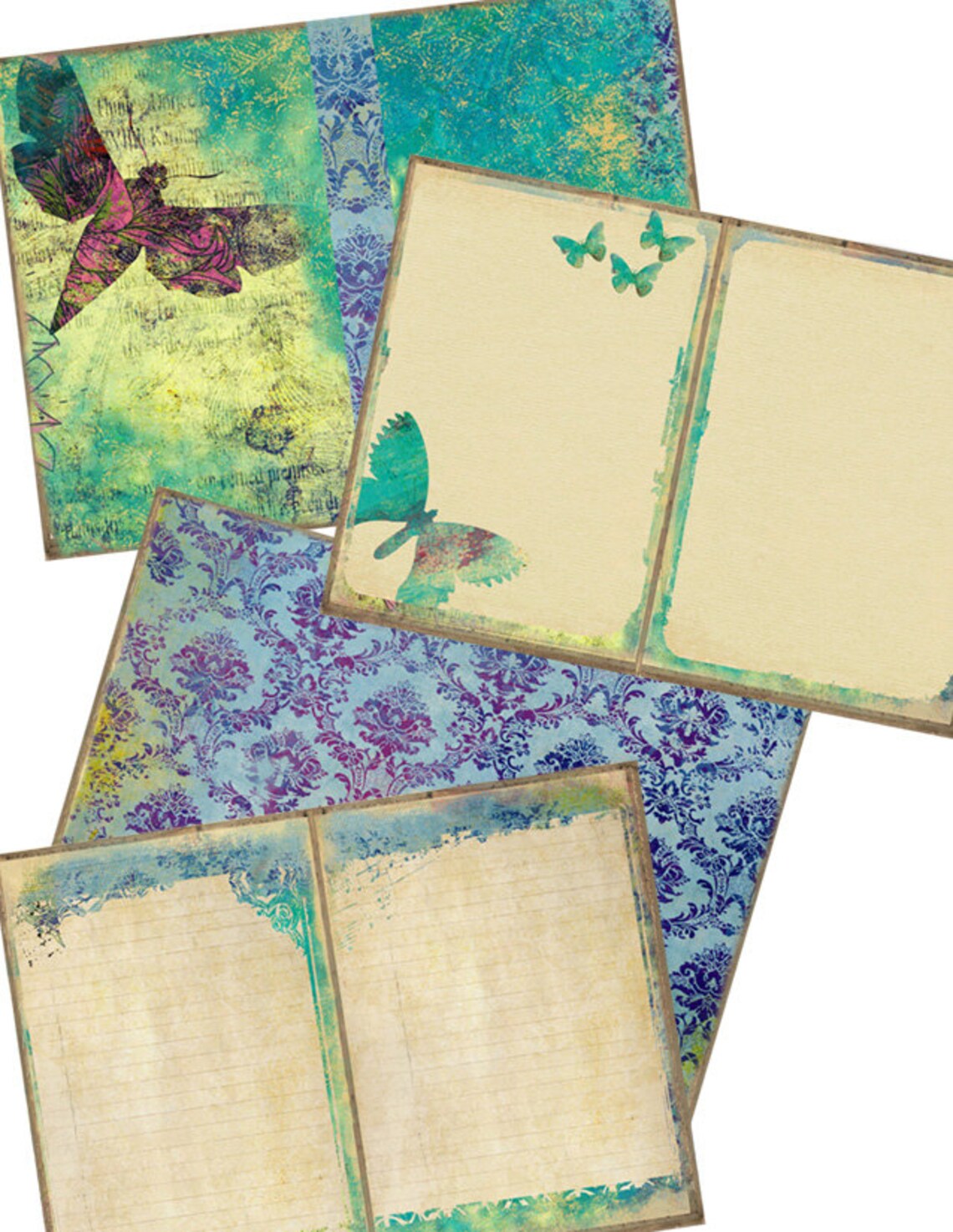 Printable journal pages digital paper pack shabby collage | Etsy