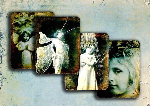 Printable Digital Collage Sheet Faded Angels Vintage Images | Etsy