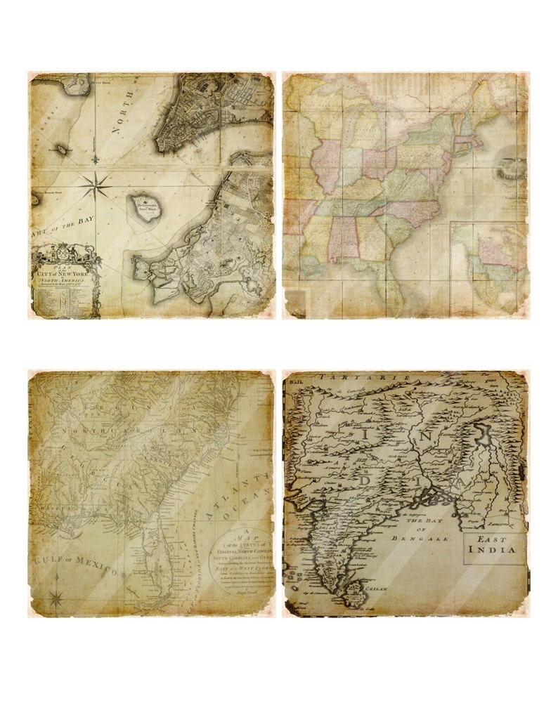 Old maps digital paper pack grunge digital scrapbook paper map | Etsy