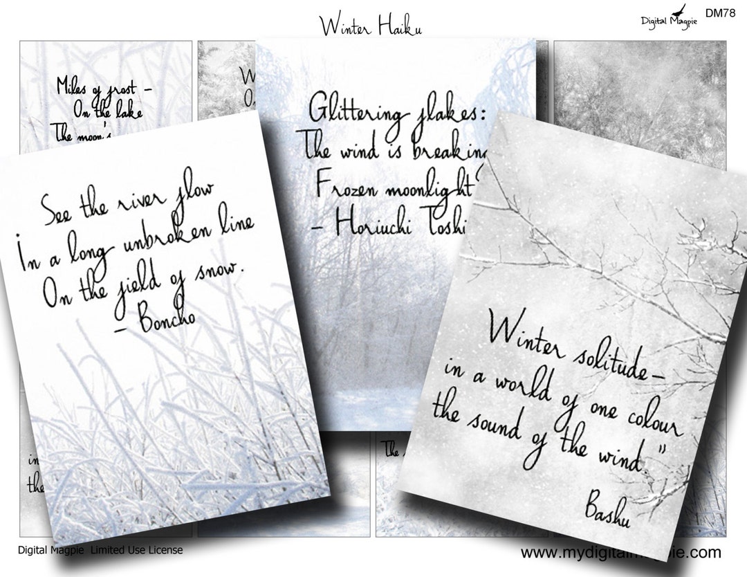 Winter Haiku Digital Collage Sheet Printable Download Atc Tags ...