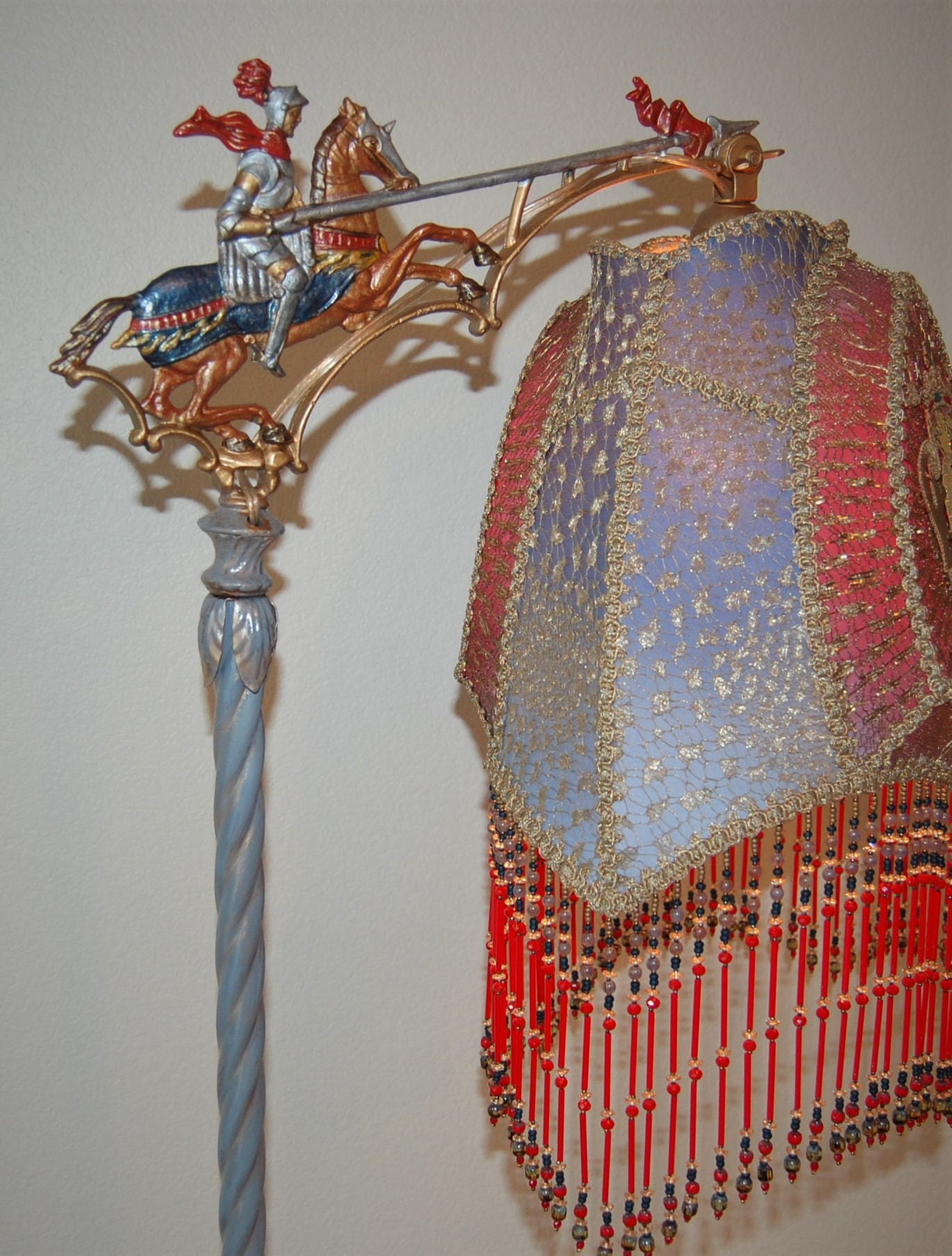 1920's Bridge Lamp With Custom Hand Made Glass Beaded | Etsy