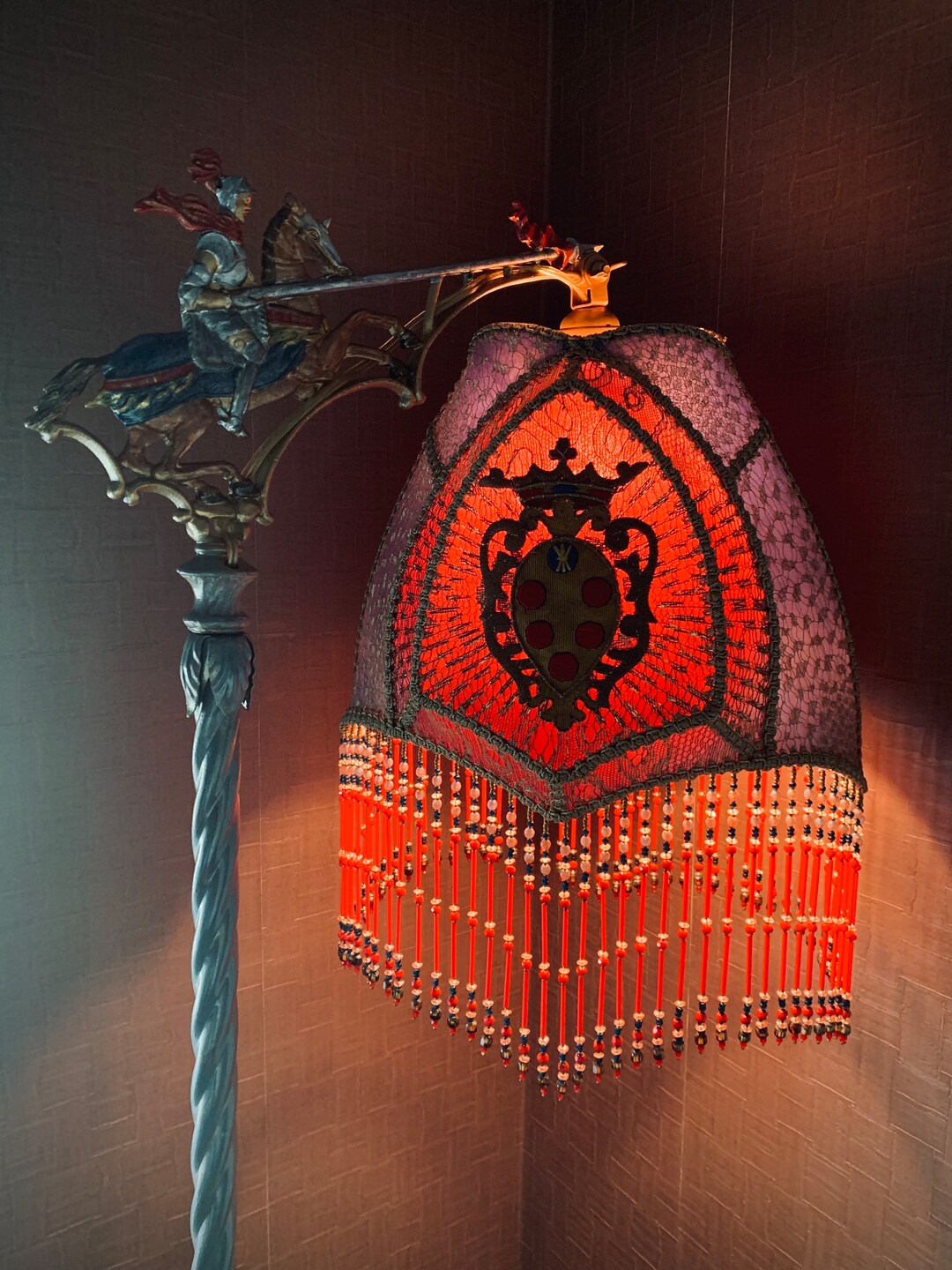 1920's Bridge Lamp With Custom Hand Made Glass Beaded Shade - Etsy