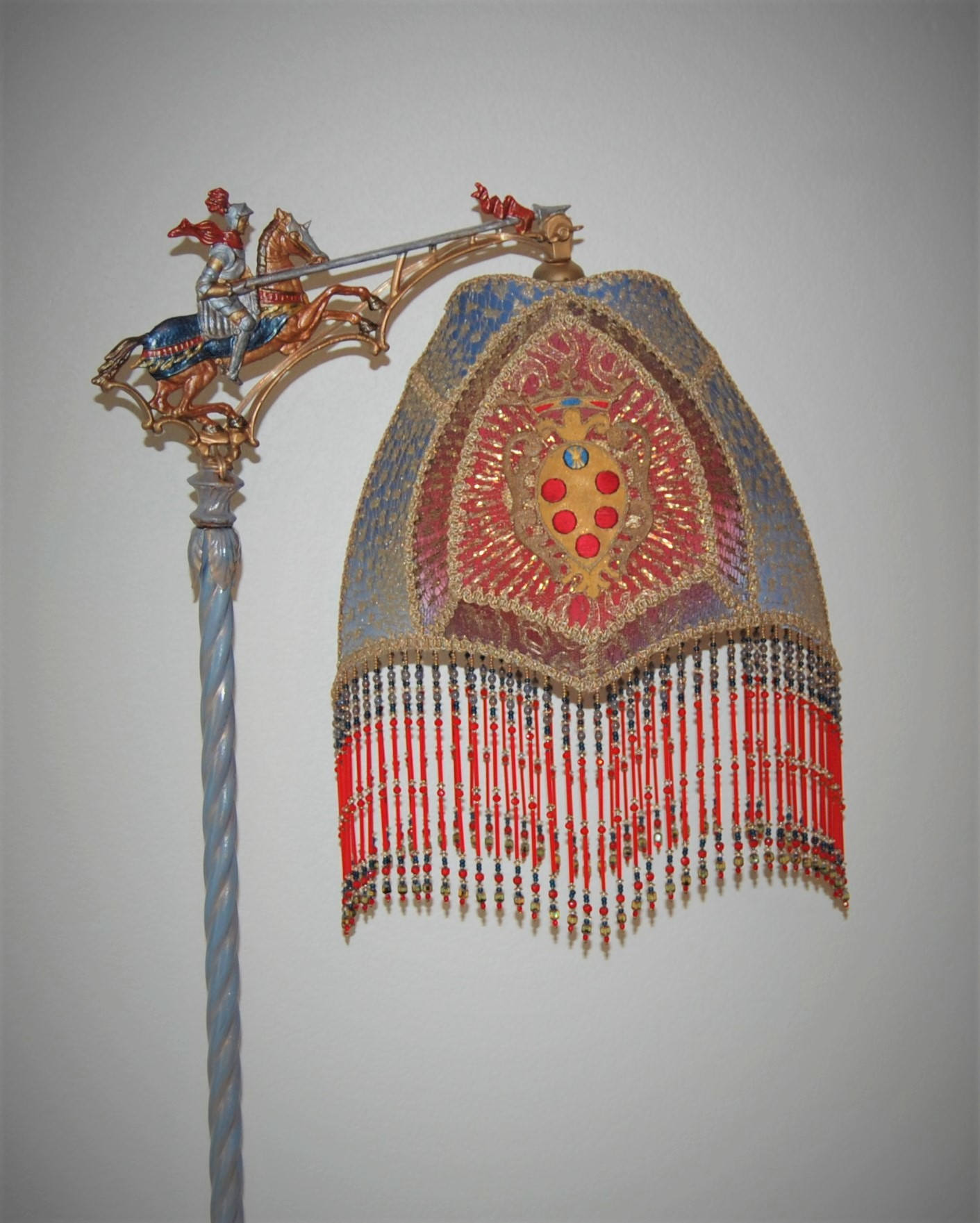 1920's Bridge Lamp With Custom Hand Made Glass Beaded | Etsy