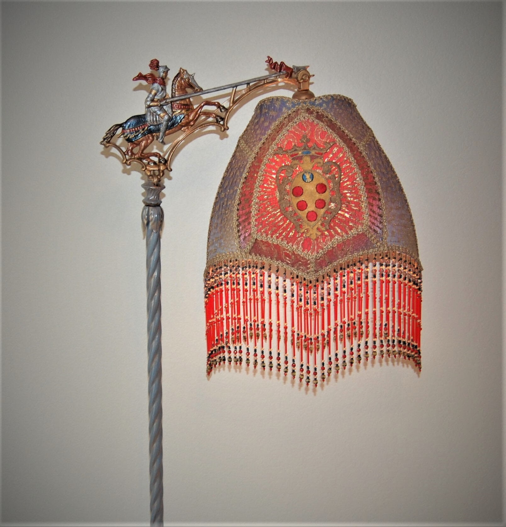 1920's Bridge Lamp With Custom Hand Made Glass Beaded | Etsy