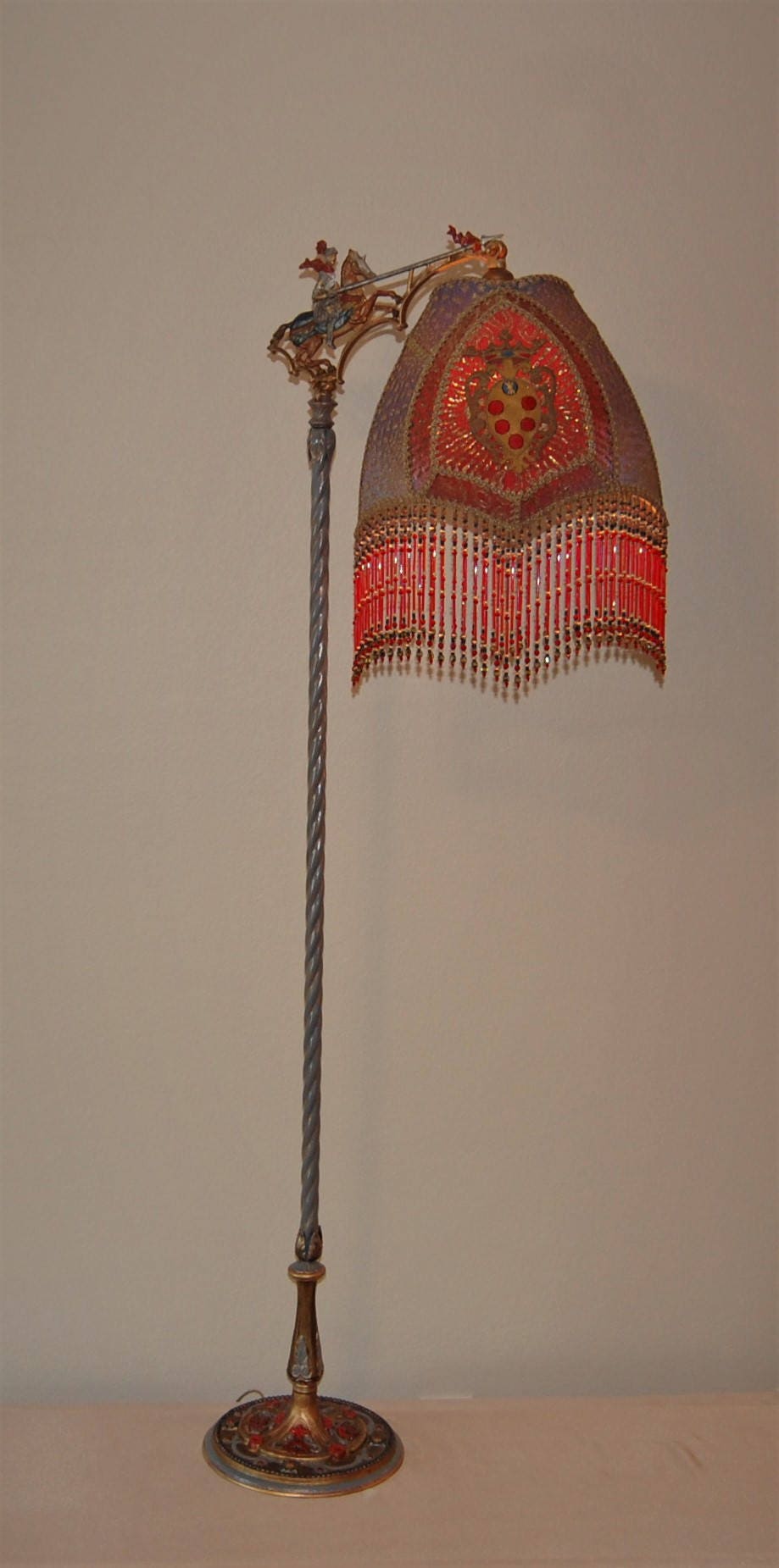 1920's Bridge Lamp With Custom Hand Made Glass Beaded Shade - Etsy
