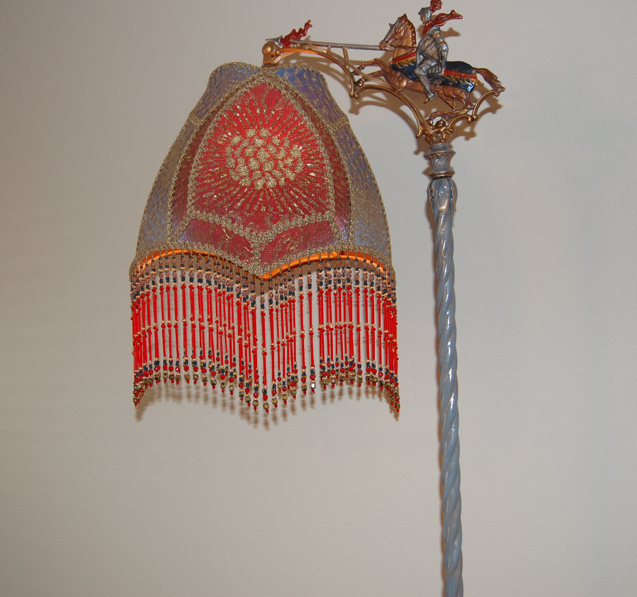 1920's Bridge Lamp With Custom Hand Made Glass Beaded | Etsy