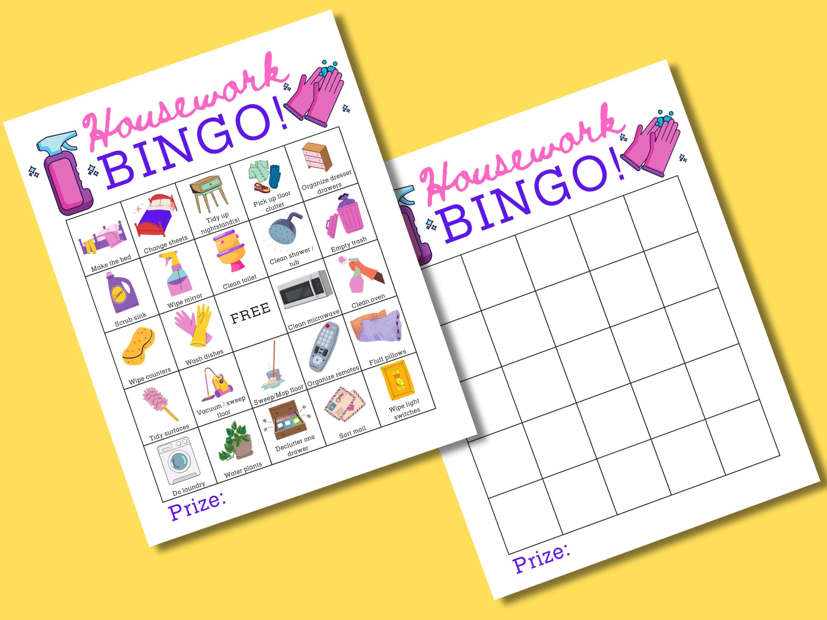 Housework Bingo Cards | Printable Cleaning Game | Editable Canva ...