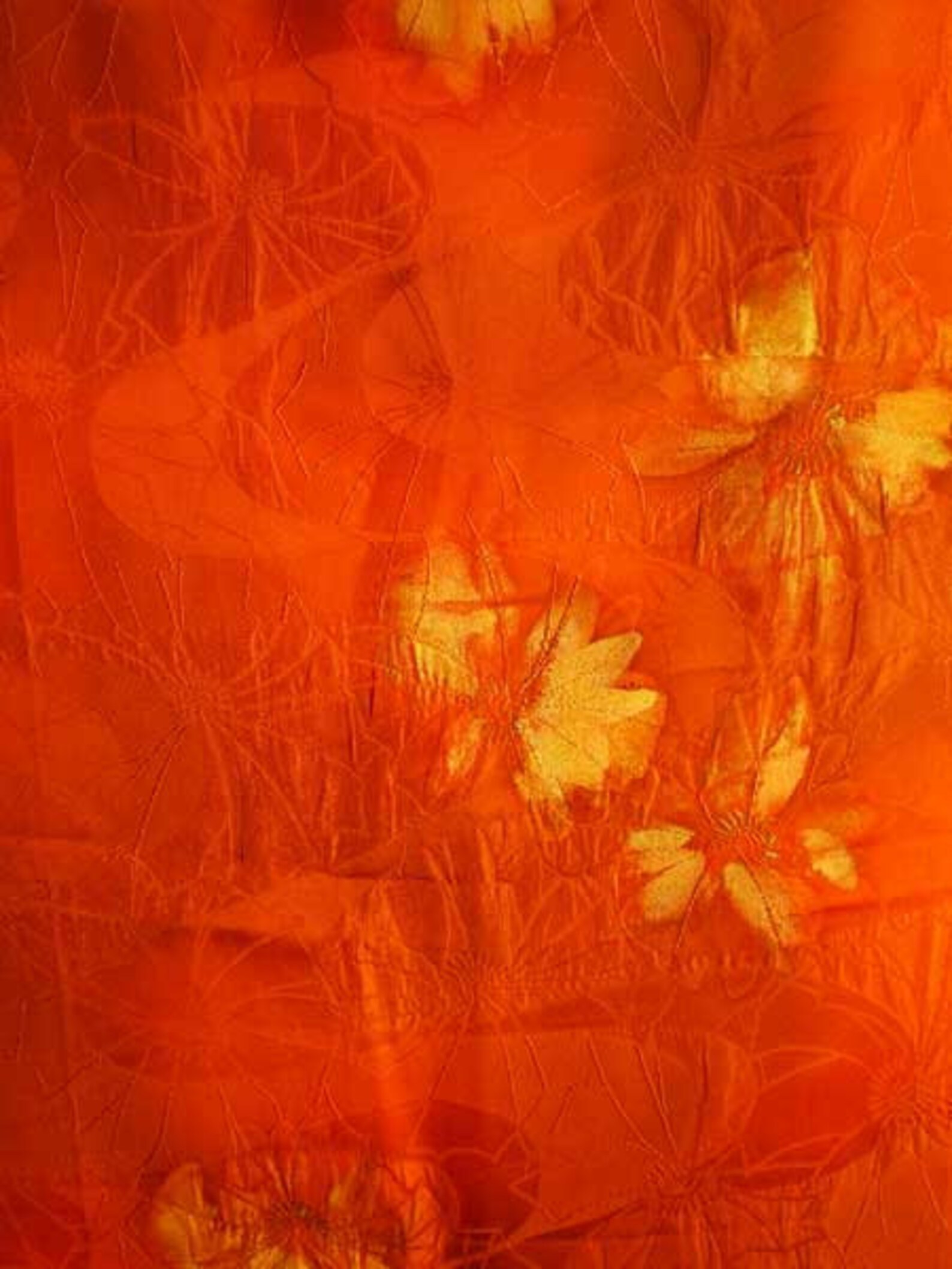 SF685 Vintage Japanese Bright Orange Textured Silk With Dyed - Etsy