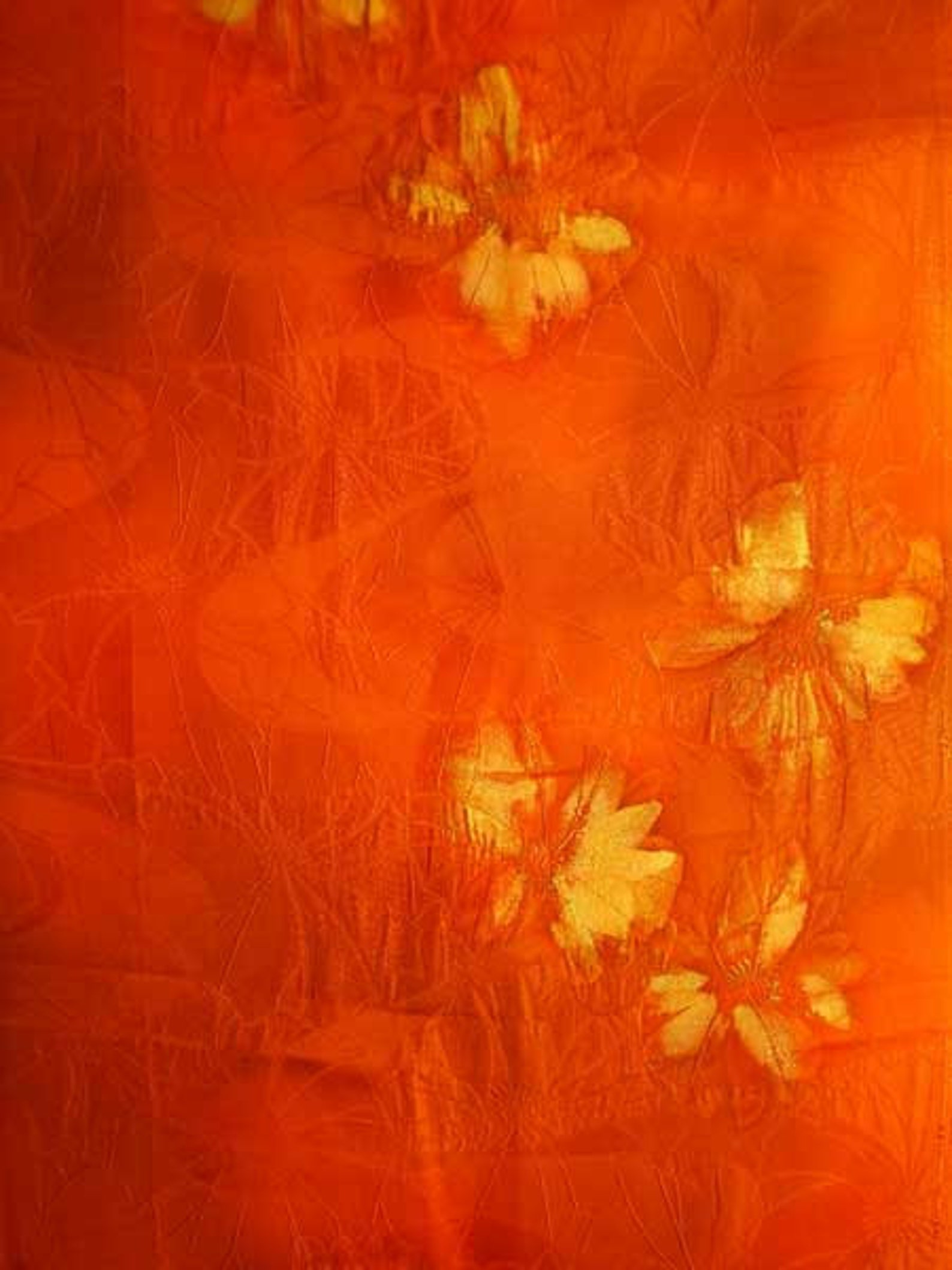 SF685 Vintage Japanese Bright Orange Textured Silk With Dyed - Etsy