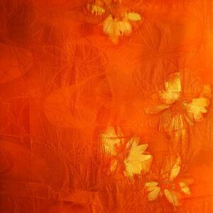 SF685 Vintage Japanese Bright Orange Textured Silk With Dyed Yellow ...