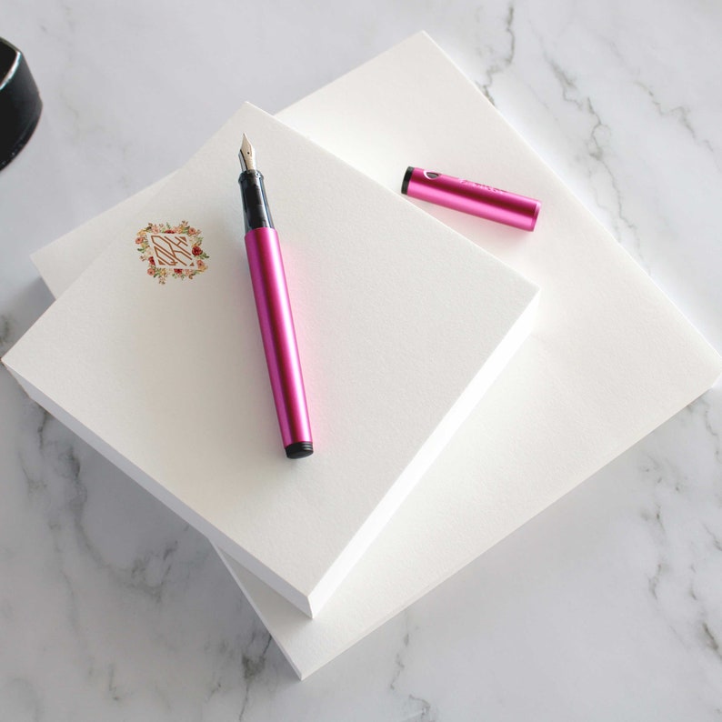 Elegant Square Monogrammed Notepads - Luxe Stationary for Her | FLORAL ...