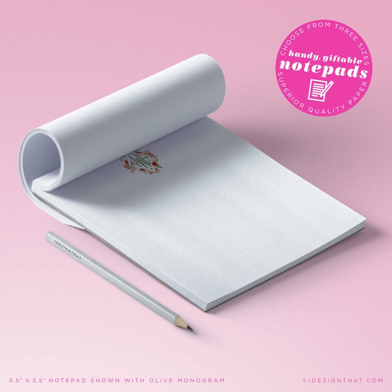 Elegant Square Monogrammed Notepads - Luxe Stationary for Her | FLORAL ...