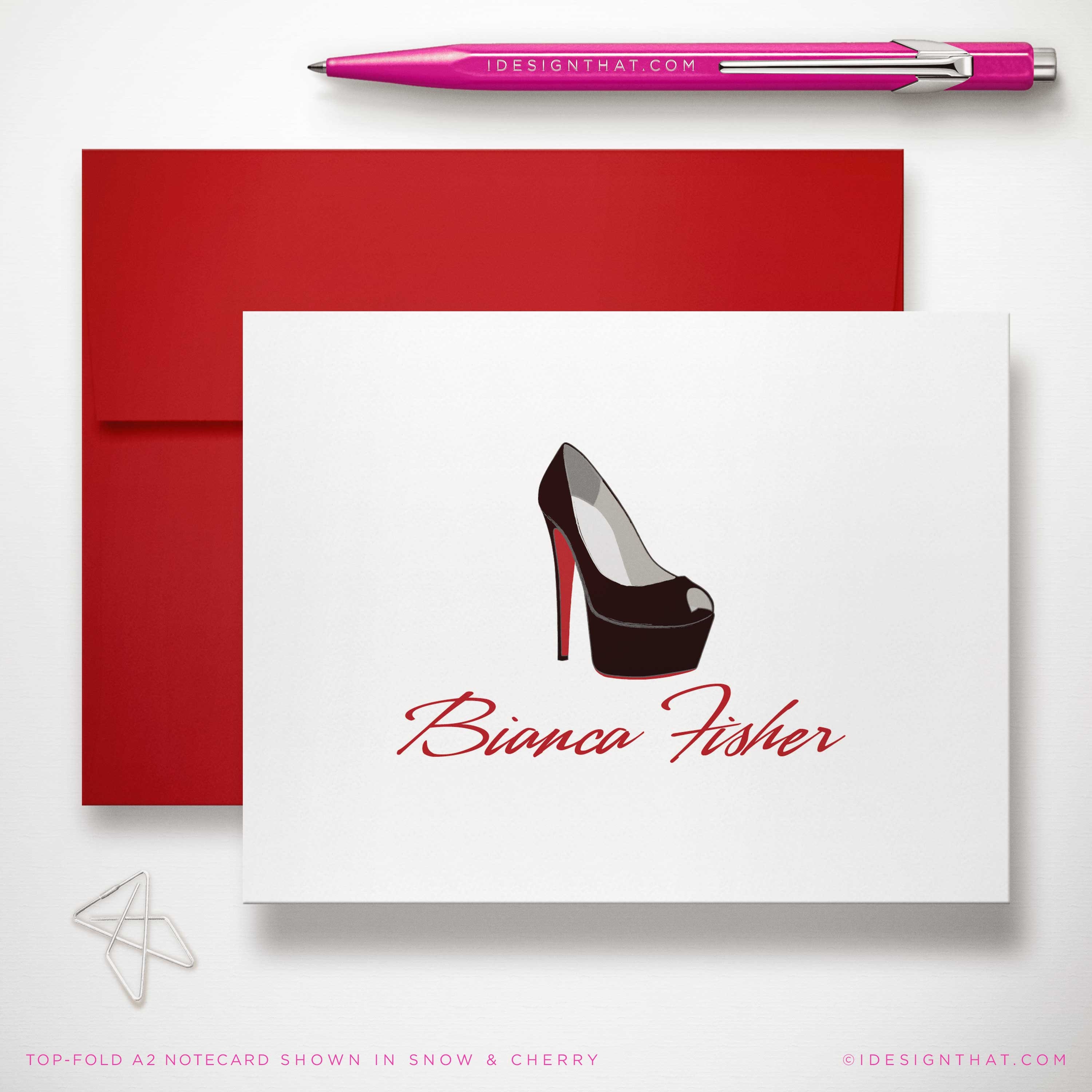 Customized High Heel Shoe Stationary Sets Folded Notecards - Etsy UK
