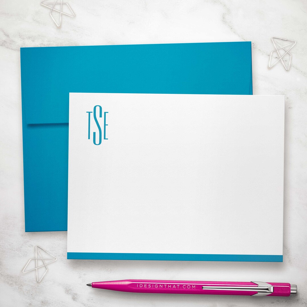 Modern Monogrammed Notecards Set - Personalized Stationary Gift for ...