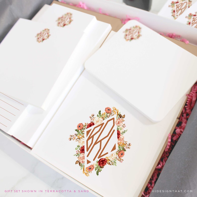 Letter Writing Kit of Monogrammed Stationary for Women Custom - Etsy