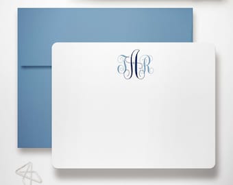Notecards With a Classic Curved Three Initial Monogram / Classic ...