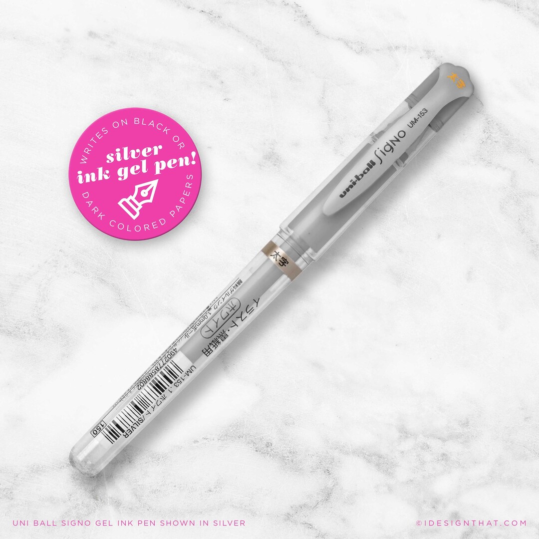 Uni Ball Signo UM153 Silver Gel Pen – Broad Tip 1mm, Writes on Dark ...