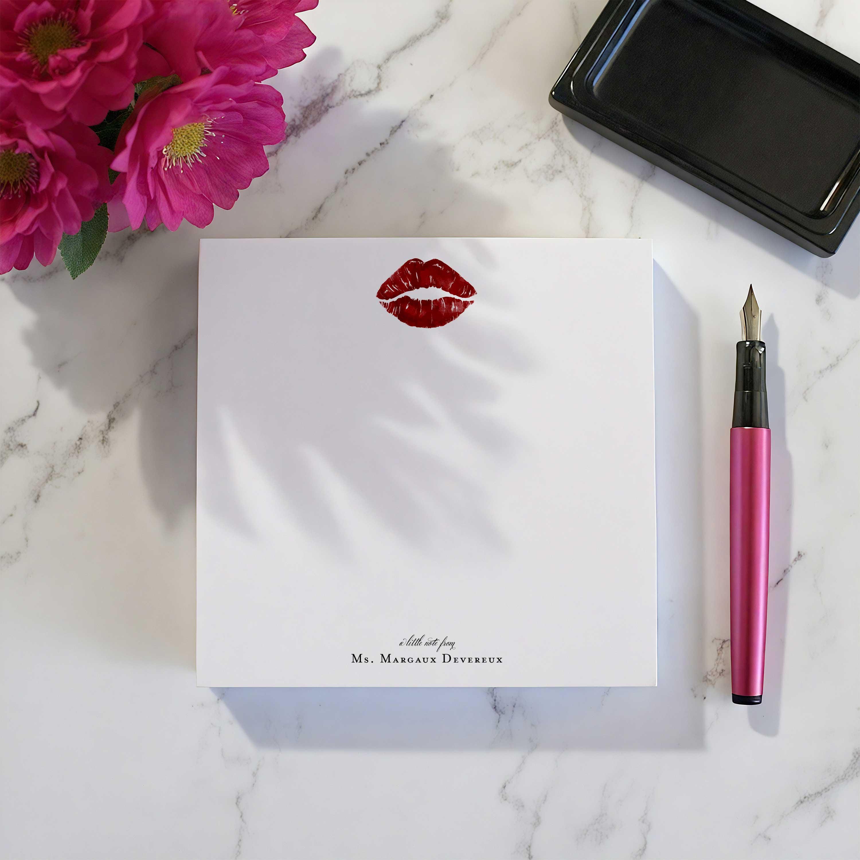 Personalized Square Notepad – Lipstick Love Note, Custom Lips ...