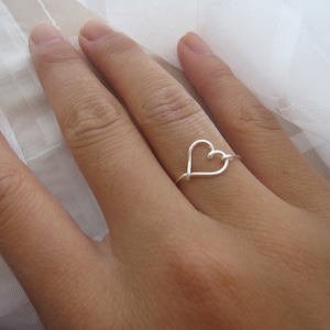 Silver Heart Ring - Etsy